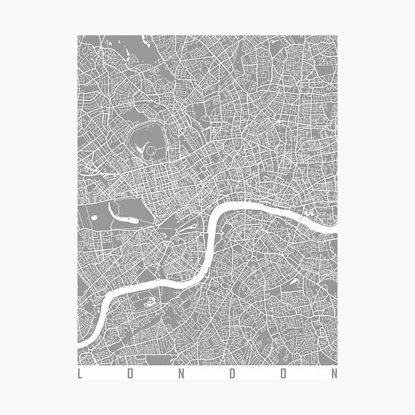 "London map grey" Photographic Print by mapsart | Redbubble