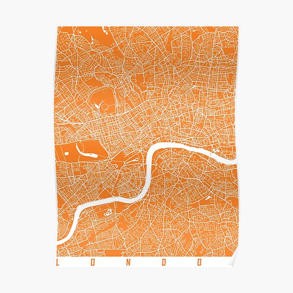 "London map orange" Poster for Sale by mapsart | Redbubble