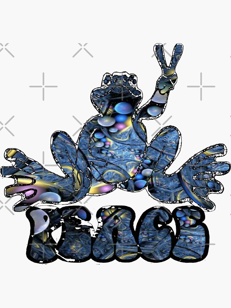 Pegatina «Rana de la paz azul burbujeante» de natnat7w | Redbubble