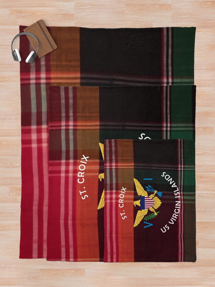 "US Virgin Islands Flag St. Croix USVI Madras Caribbean " Throw Blanket ...