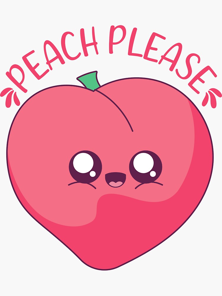 "Peach Please Kawaii Peach" Sticker for Sale by KawaiiPark | Redbubble