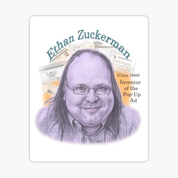 "Ethan Zuckerman, Inventor of the Pop-Up Ad" Sticker for Sale by eedeeo ...