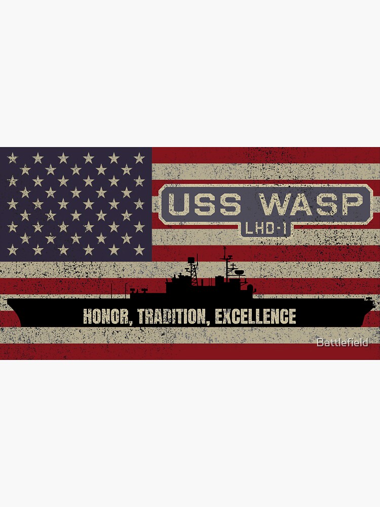 "USS Wasp LHD-1 Amphibious Assault Ship Vintage USA American Flag Gift ...