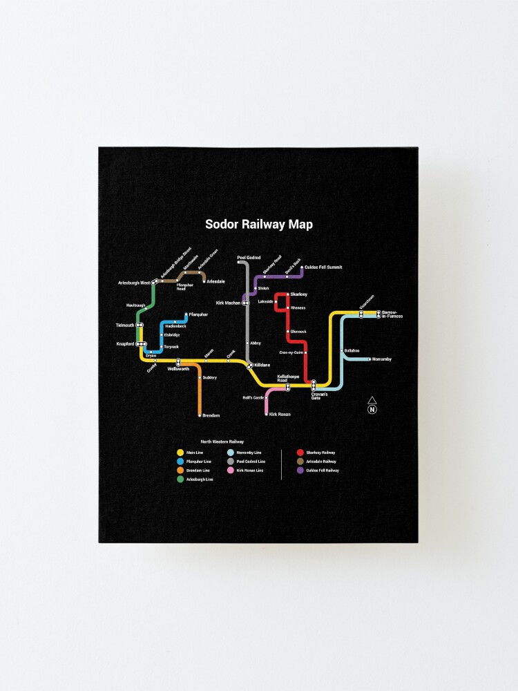 "Sodor Railway Map - TTC Style, Dark" Mounted Print for Sale by lineco ...