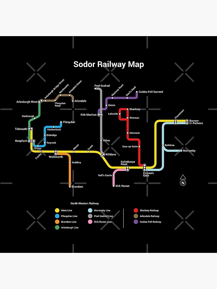"Sodor Railway Map - TTC Style, Dark" Poster for Sale by lineco | Redbubble