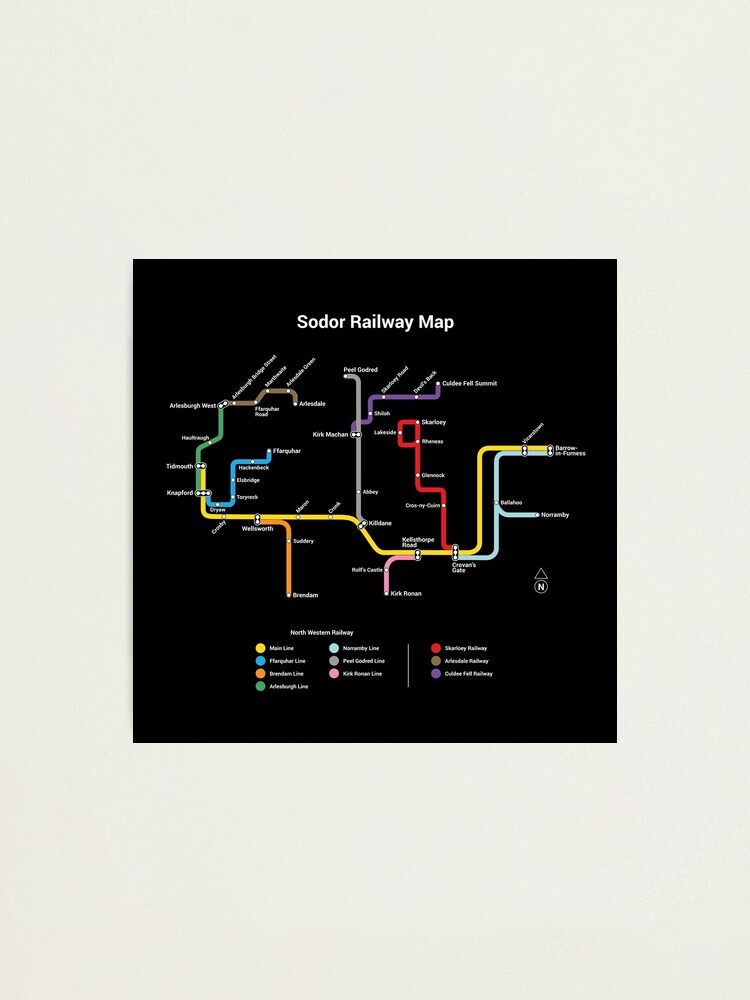 "Sodor Railway Map - TTC Style, Dark" Photographic Print for Sale by ...