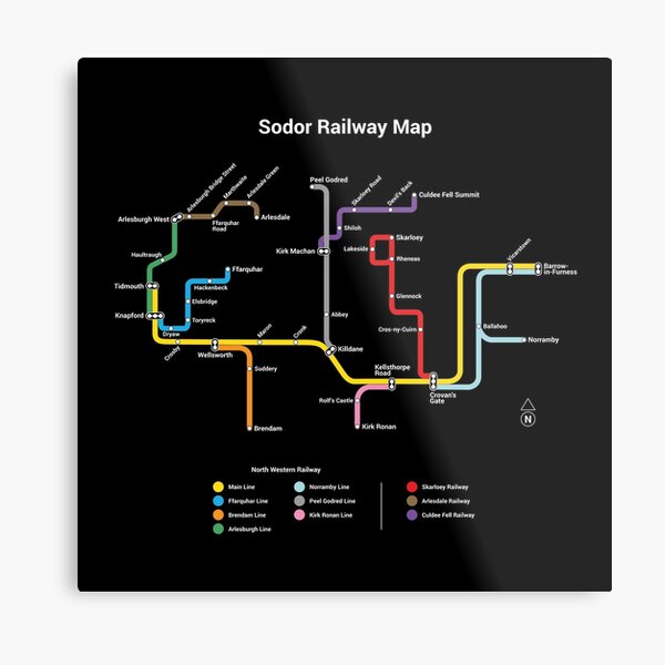 "Sodor Railway Map - TTC Style, Dark" Metal Print for Sale by lineco ...