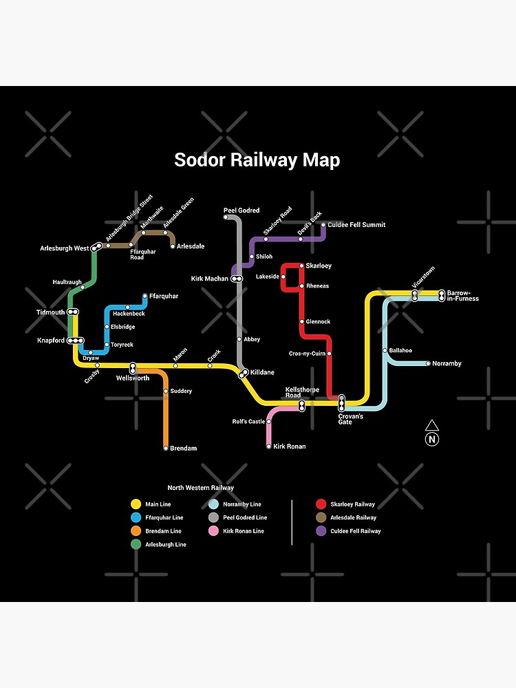 "Sodor Railway Map - TTC Style, Dark" Coasters (Set of 4) for Sale by ...
