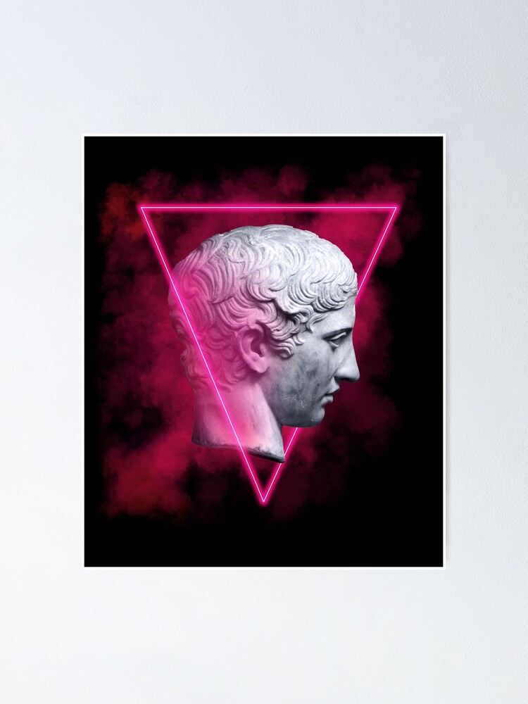 "Synthwave Statue Head" Poster for Sale by mjamesno | Redbubble