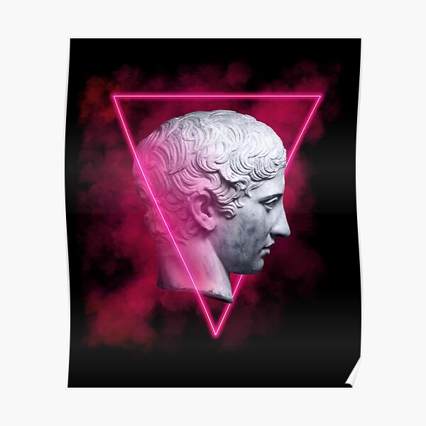 "Synthwave Statue Head" Poster for Sale by mjamesno | Redbubble