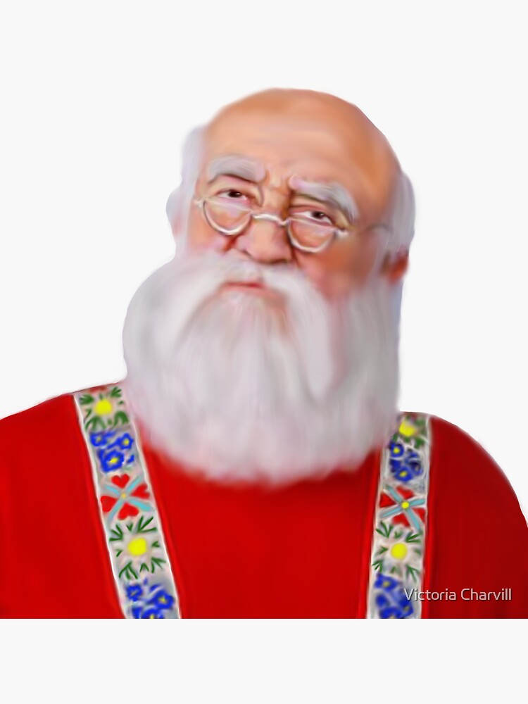 "Ed Asner Santa Elf Digital Painting Portrait" Sticker for Sale by ...