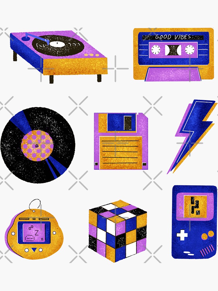 "Nineties favorites" Sticker for Sale by Triada | Redbubble