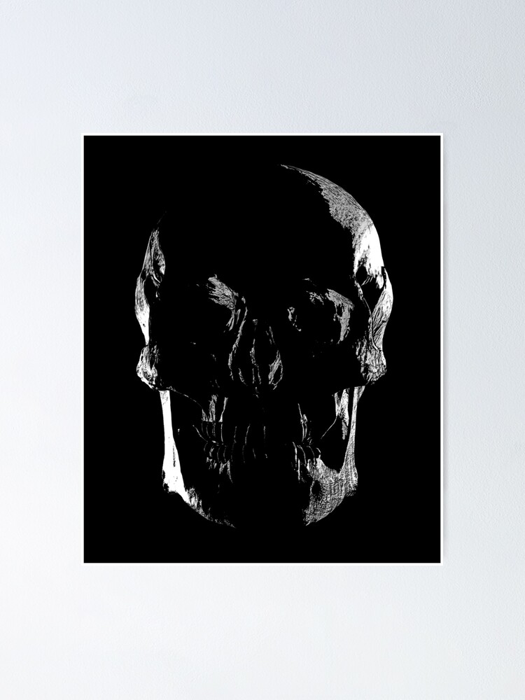 "Skull in Shadows | Dark Human Skull" Poster by BadTeeShop | Redbubble