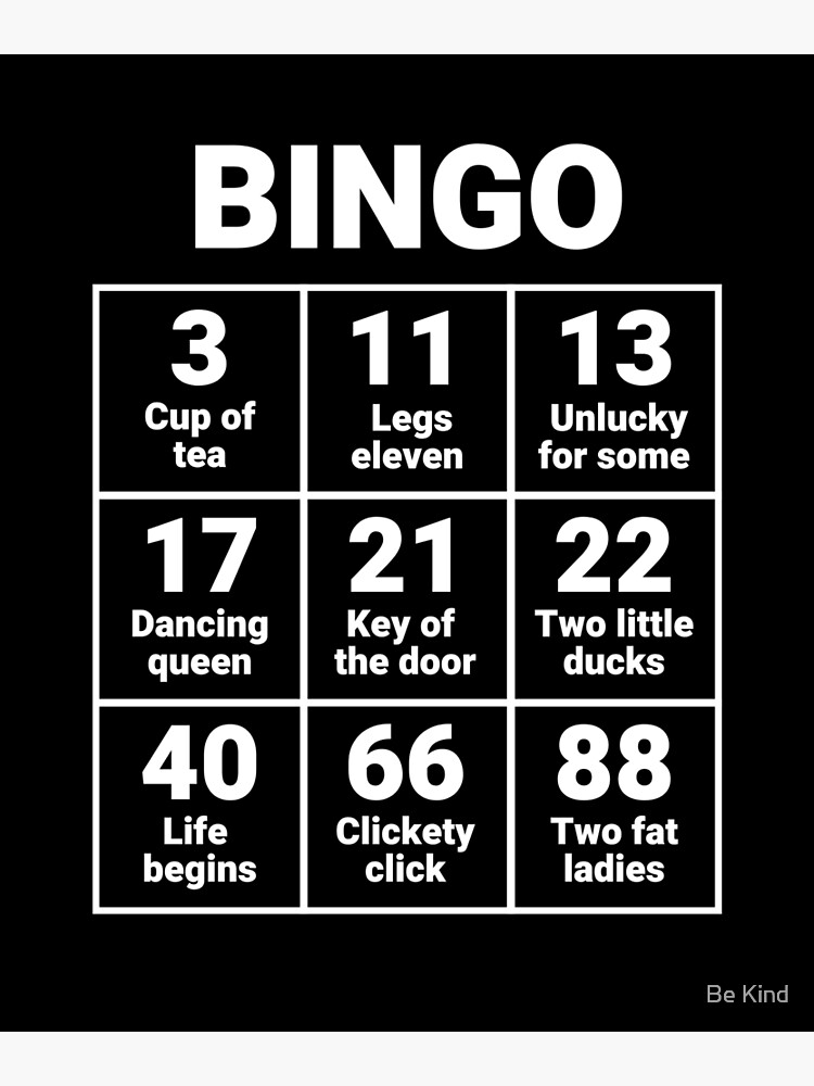 "Bingo Number Call Names" Poster for Sale by BeKindClothing | Redbubble