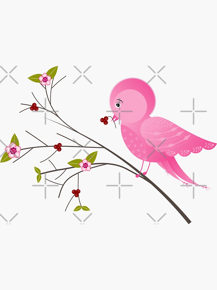 "Pink Bird " Sticker by Mylecm | Redbubble