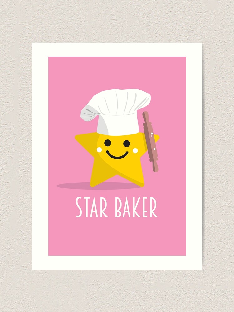 "Cute Star Baker with Rolling Pin - Pink" Art Print by VicEllisArt ...