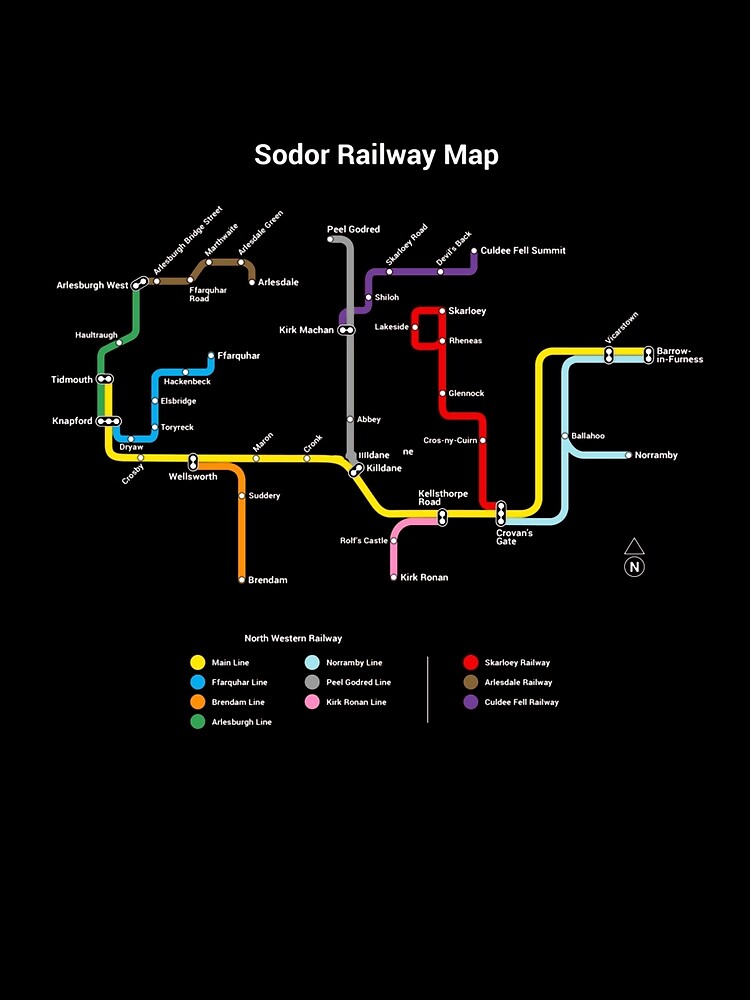 "Sodor Railway Map - TTC Style, Dark" Art Print for Sale by ...