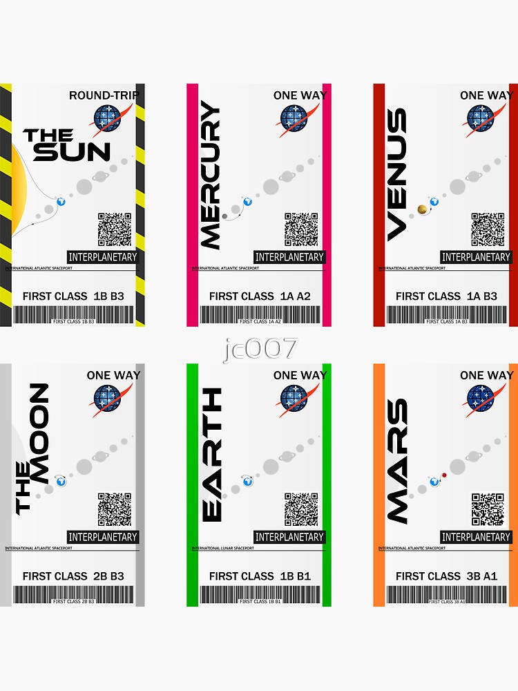 "Space ticket bundle 1" Sticker for Sale by jc007 | Redbubble