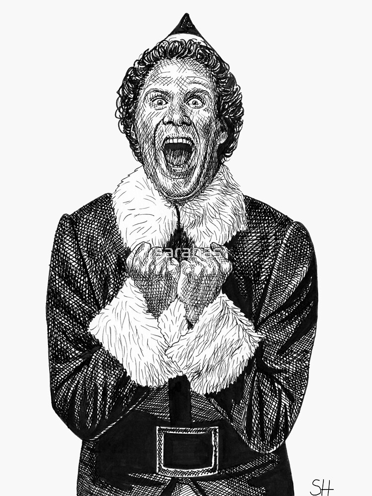 "Elf ink pen drawing" Sticker by sarahas | Redbubble