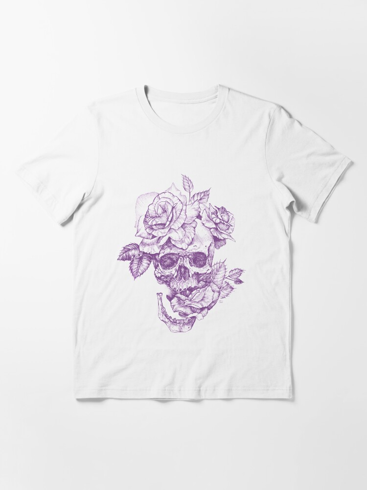 "Purple Skull and Roses" T-shirt for Sale by saraknid | Redbubble ...