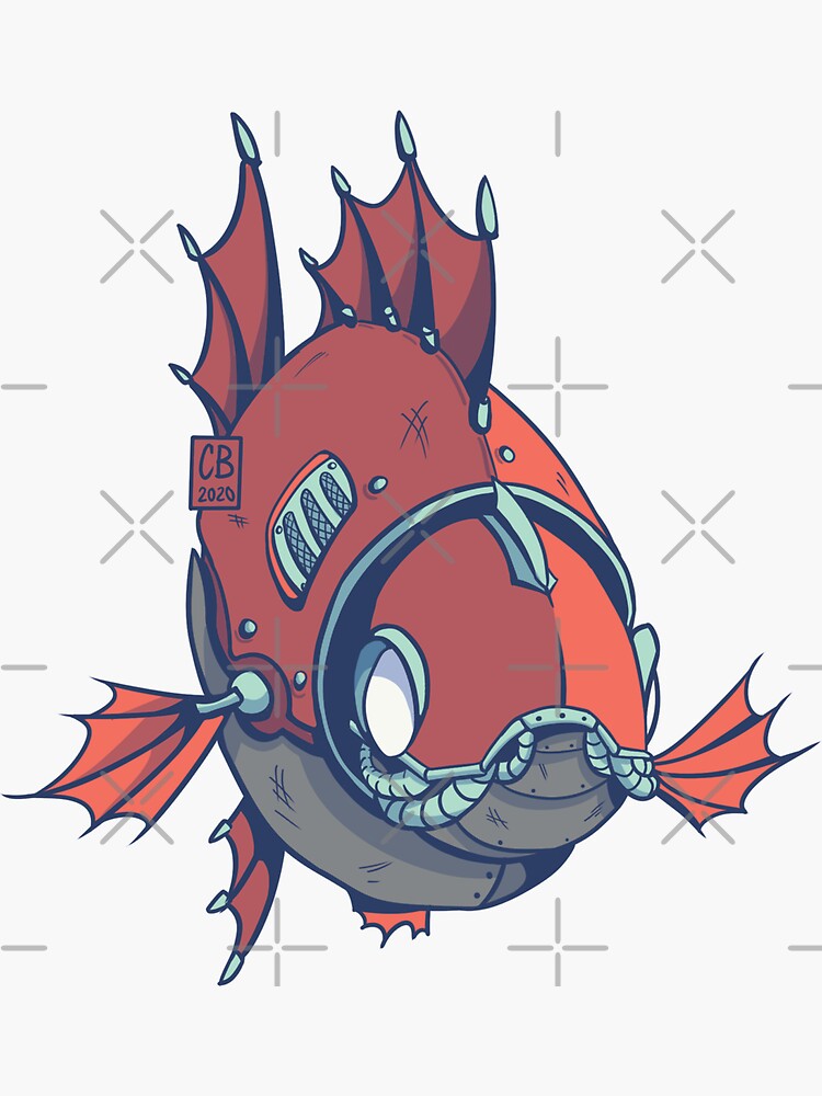 "Robot Fish" Sticker by cloudyjay | Redbubble