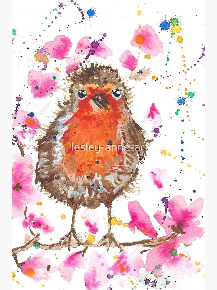 "Robin in Spring on Cherry Blossom" Sticker for Sale by lesley-anne-art ...