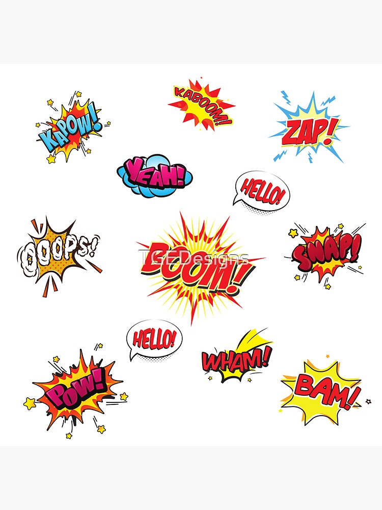 "Comic Boom, Pow, Bam" Sticker von TGEDesigns | Redbubble