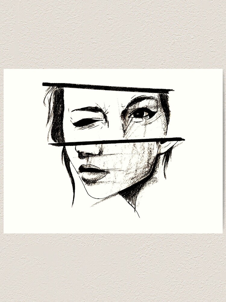 "Surreal split portrait sketch" Art Print for Sale by KamanMak | Redbubble