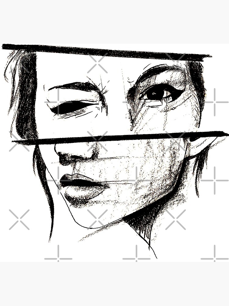"Surreal split portrait sketch" Art Print for Sale by KamanMak | Redbubble