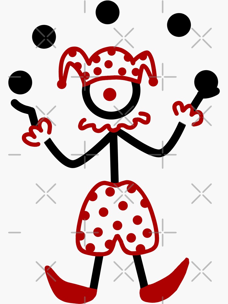 " Stickman / Clown Joggling" Sticker for Sale by LotusCreations | Redbubble