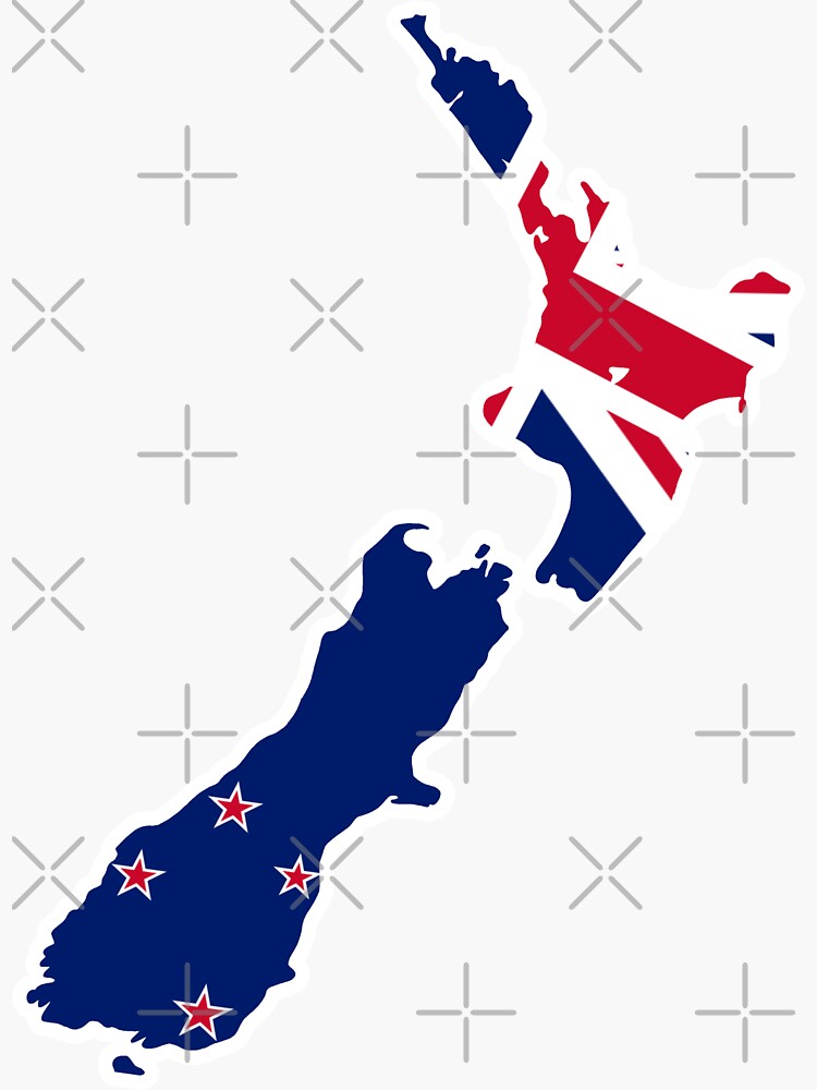 "New Zealand Flag-Sticker-Map-NZ" Sticker for Sale by LatitudeNZ ...