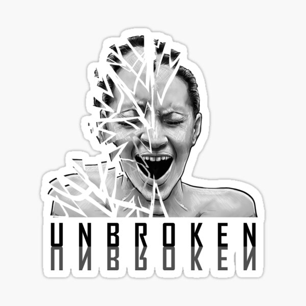"Unbroken/Shattered Mirror Sketch - Black and White" Sticker for Sale ...