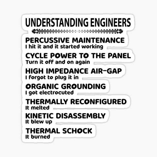"Understanding Engineers Percussive Maintenance Funny Gift " Sticker ...
