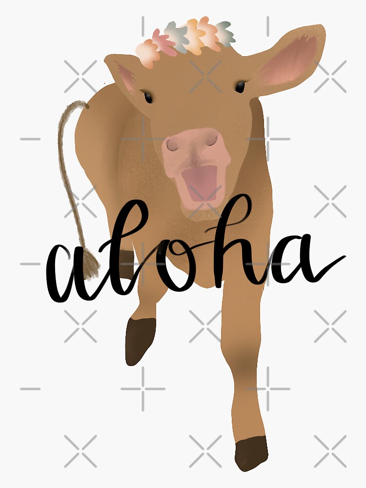 "Hawaiian Cow" Sticker by juliaskye428 | Redbubble