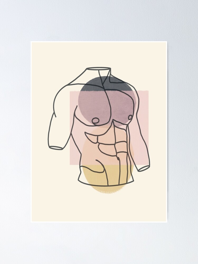 "Mid Century Modern Male Torso Line Work " Poster by Hollowfog | Redbubble