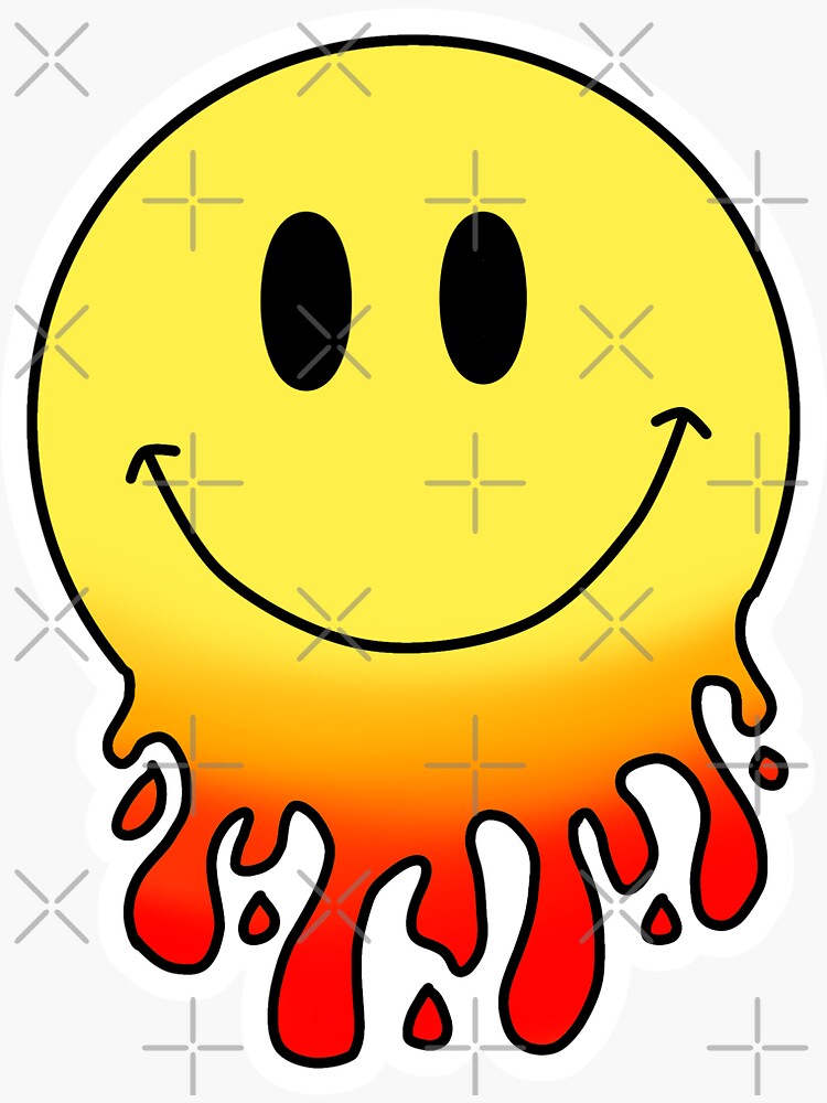 "Smiley-Fire-Drip-Sticker" Sticker for Sale by LatitudeNZ | Redbubble
