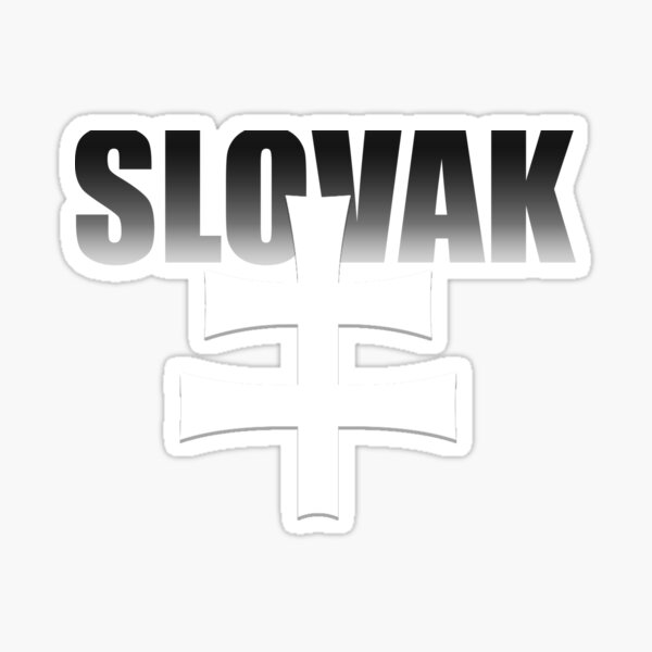 "Sleek Slovak Text and Cross" Sticker by HeritageWarez | Redbubble