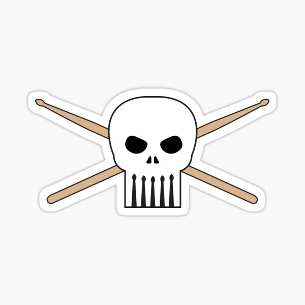 "Skull Crossed Drumsticks Drummer Percussionist Design" Sticker for ...