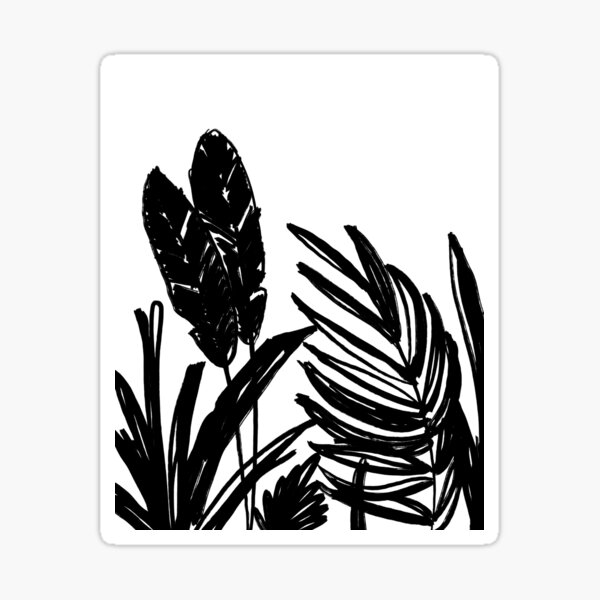 "Ink Plant Botanical abstract black art" Sticker by trajeado14 | Redbubble