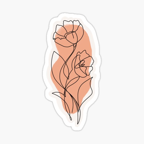 "Flower Outline Art Sticker" Sticker for Sale by mermaidnelly | Redbubble
