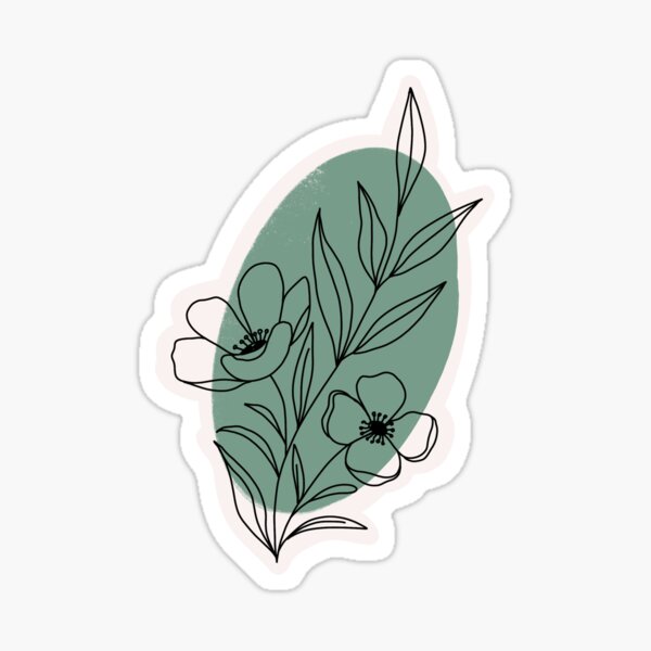 "Cute Floral Outline Sticker" Sticker for Sale by mermaidnelly | Redbubble