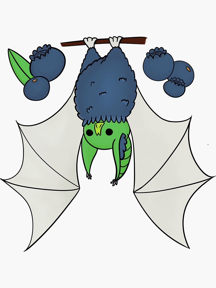 "Hanging Blueberry Fruit Bat" Sticker by SamiDraw | Redbubble