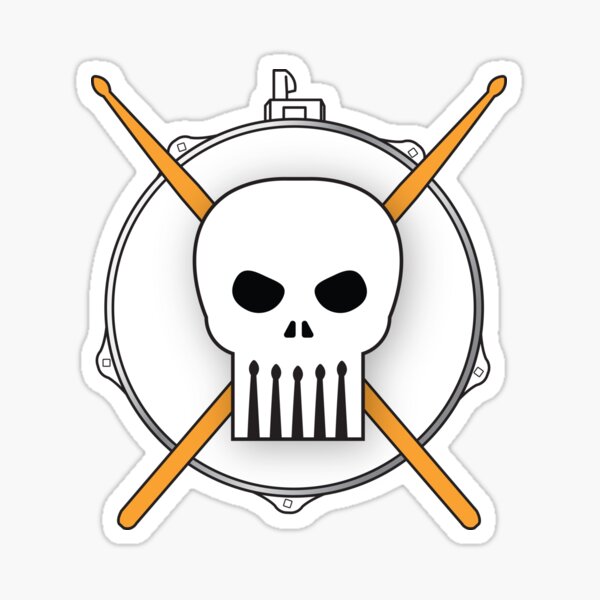 "Skull Snare Drum Drummer Percussionist Crossed Drumsticks Design ...