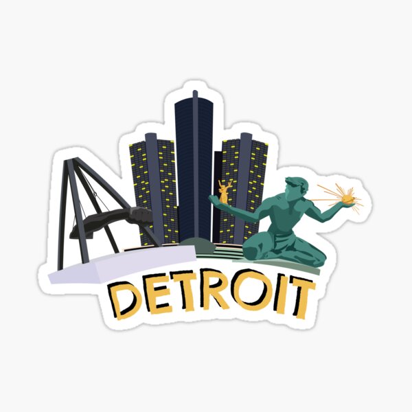 "Detroit " Sticker for Sale by KDesigns- | Redbubble