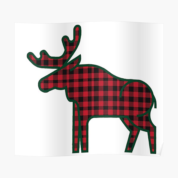 "Red Plaid Moose" Poster for Sale by SRpics4you | Redbubble