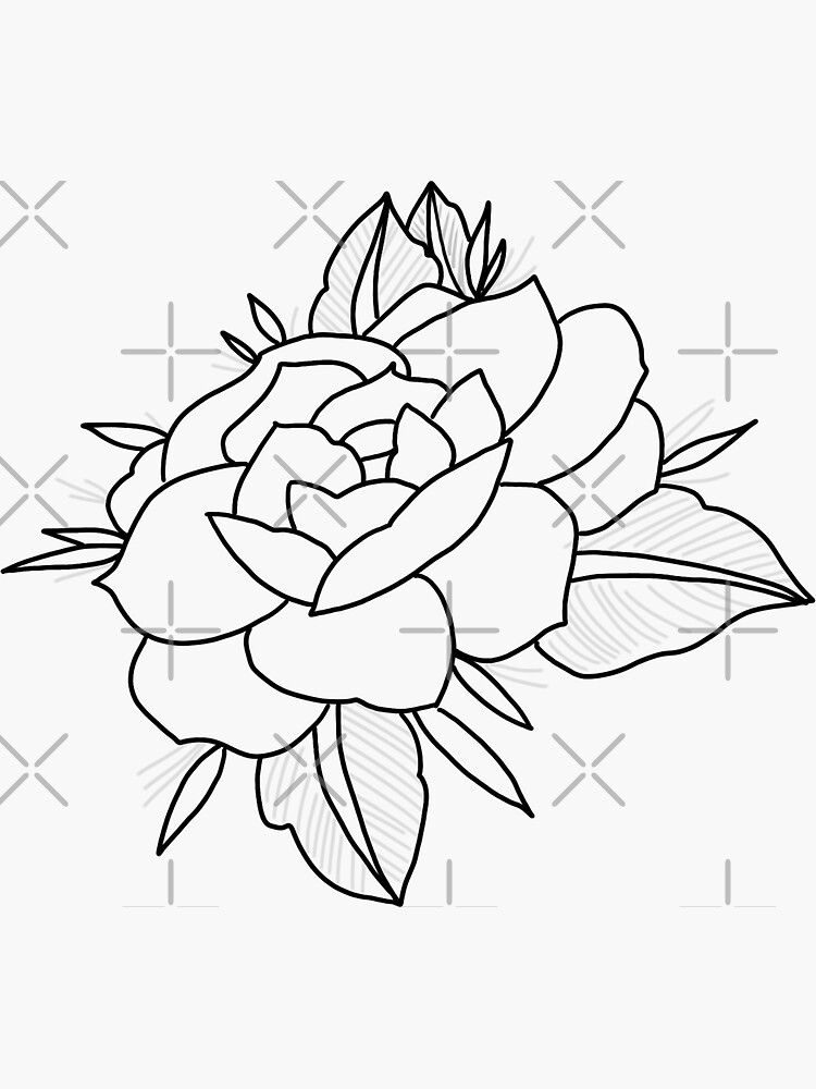 "Rose Outline" Sticker by LRobinsonArt | Redbubble