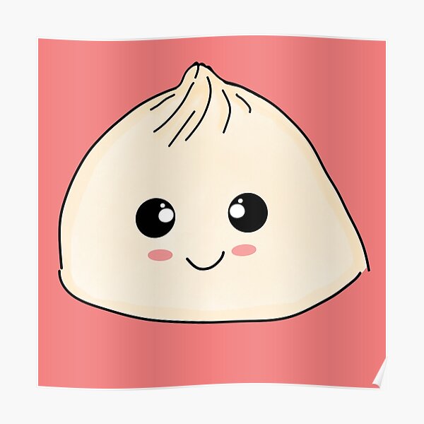 "Happy Bao - Cute smiling BBQ pork bun Dim Sum" Poster by Artbyacat ...