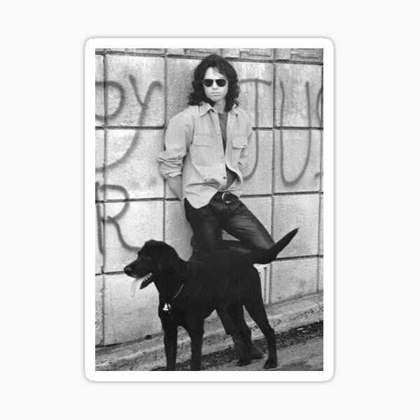 "Retro Art Jim Morrison With Dog" Sticker for Sale by ClintonDana9 ...