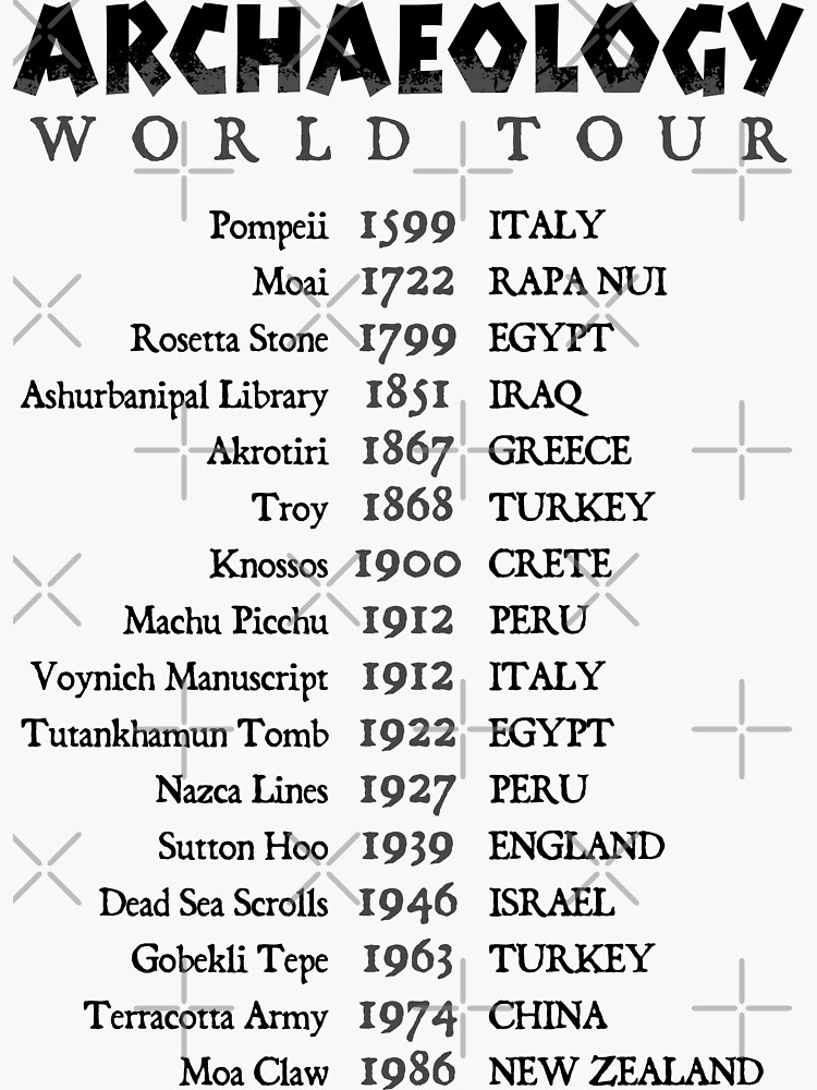 "Archaeologist World Tour Funny Historical Dig Sites" Sticker by ...