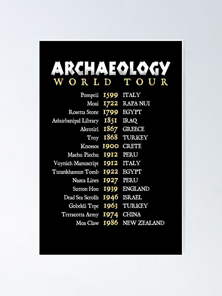 "Archaeologist World Tour Funny Historical Dig Sites" Poster by ...